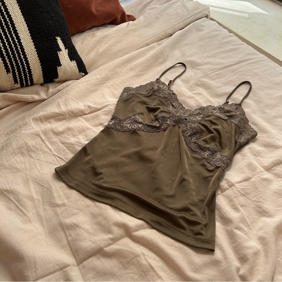 Express | Tops | Vintage Lace Army Green Cami | Poshmark